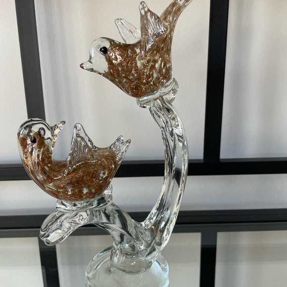 unbranded | Art | Vintage Art Glass Double Sparkly Birds Figurine Euc ...